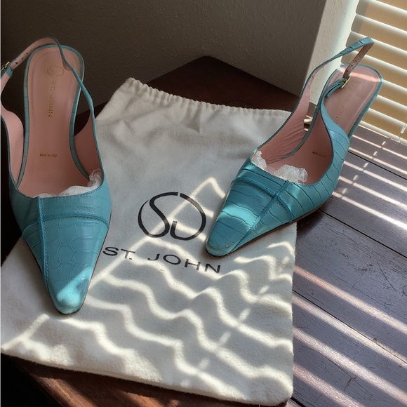 St. John | Shoes | St John Turquoise Slingback Heels | Poshmark